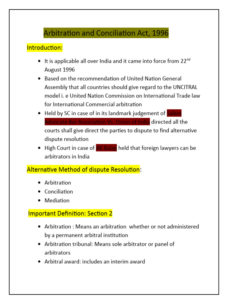 CHAPTER - 13 (Arbitration and Conciliation Act) | PDF | Arbitration | Mediation