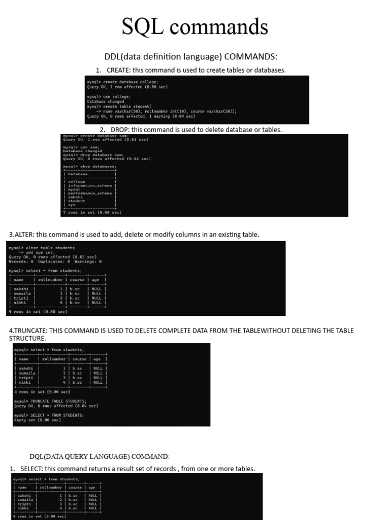 SQL Commands (Autosaved) 2 | PDF