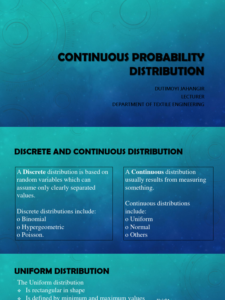 Continuous Probability Distribution | PDF | Probability Distribution | Probability