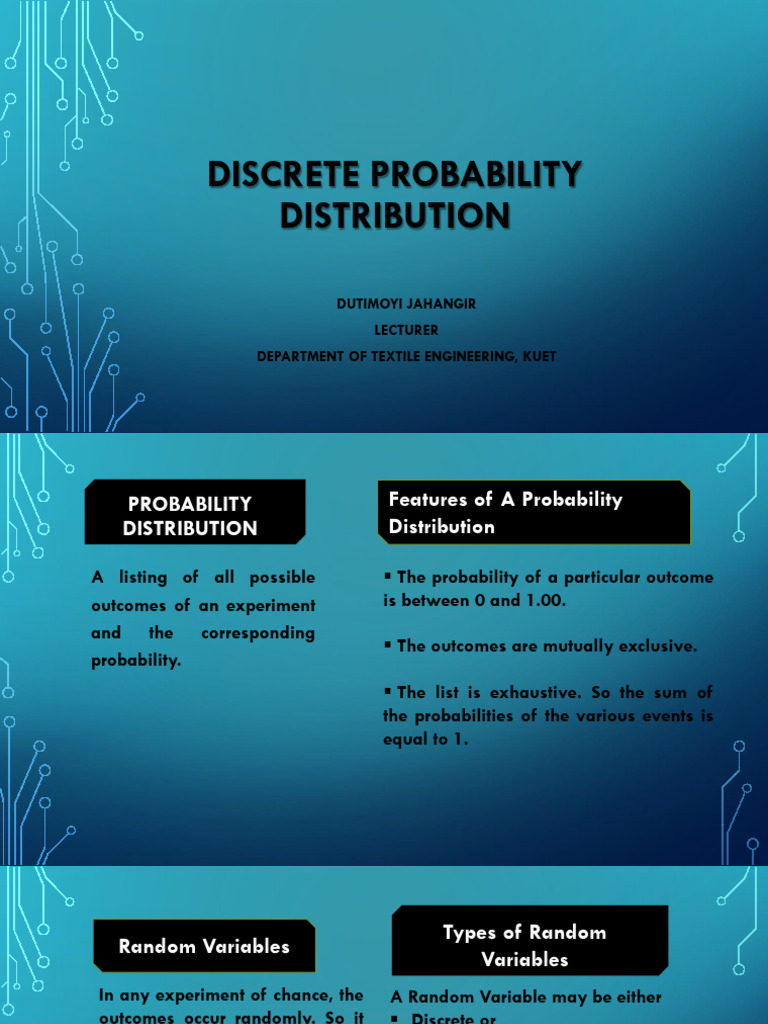 8.discrete Probability Distribution | PDF | Probability Distribution | Random Variable