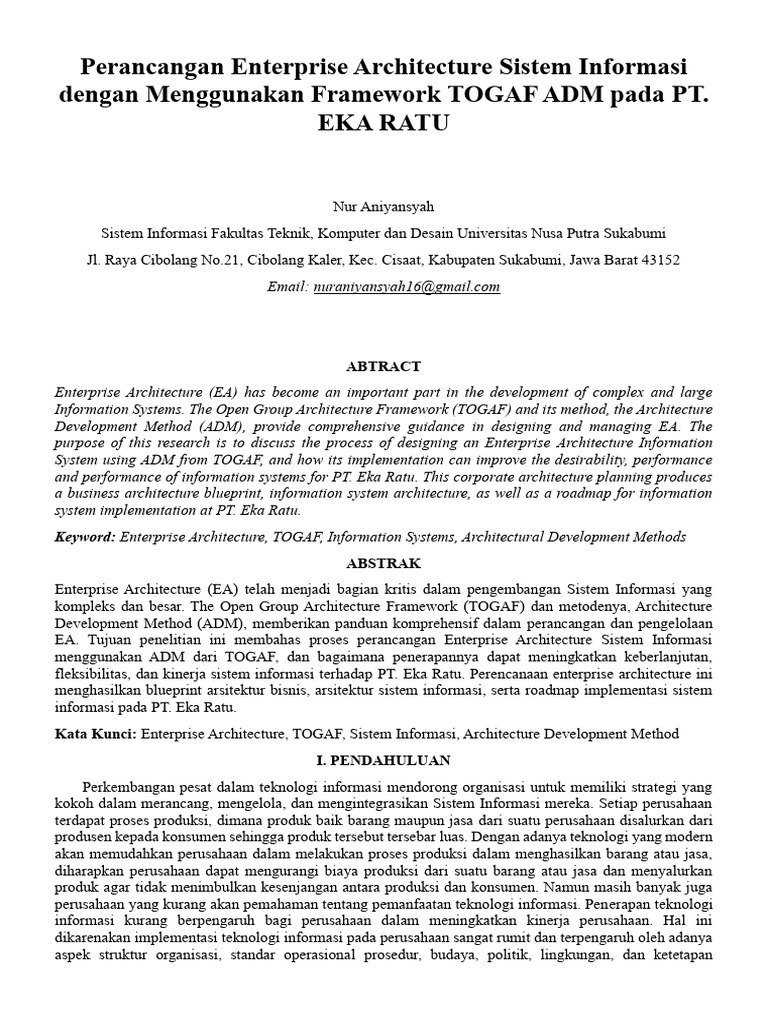 Nur Aniyansyah - 20210050116 - TOGAF | PDF