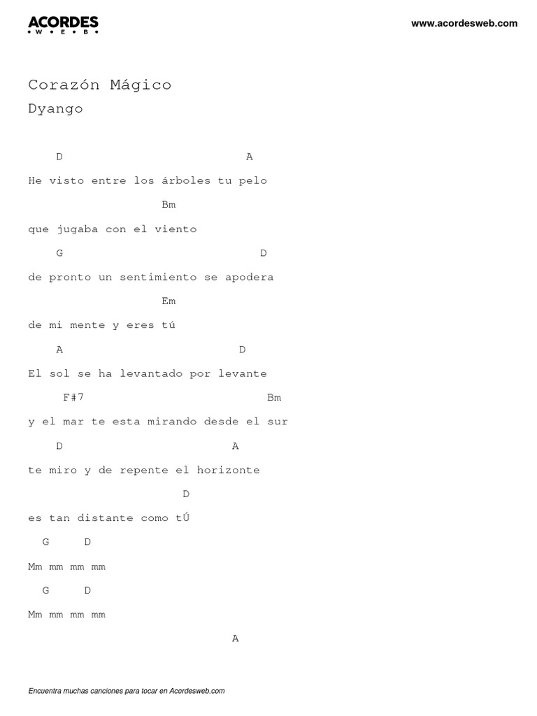 Acordes de "Corazón Mágico" - Dyango | PDF