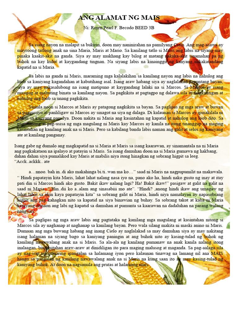 Ang Alamat NG Mais | PDF