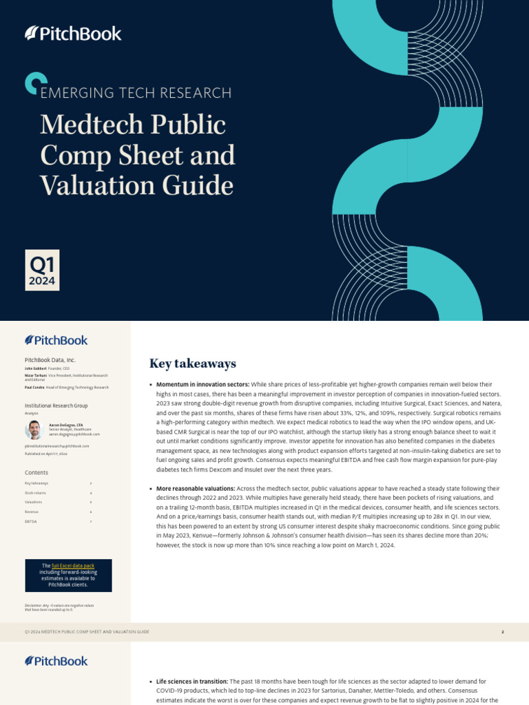 Q1 2024 Medtech Public Comp Sheet and Valuation Guide Preview | PDF | Valuation (Finance ...