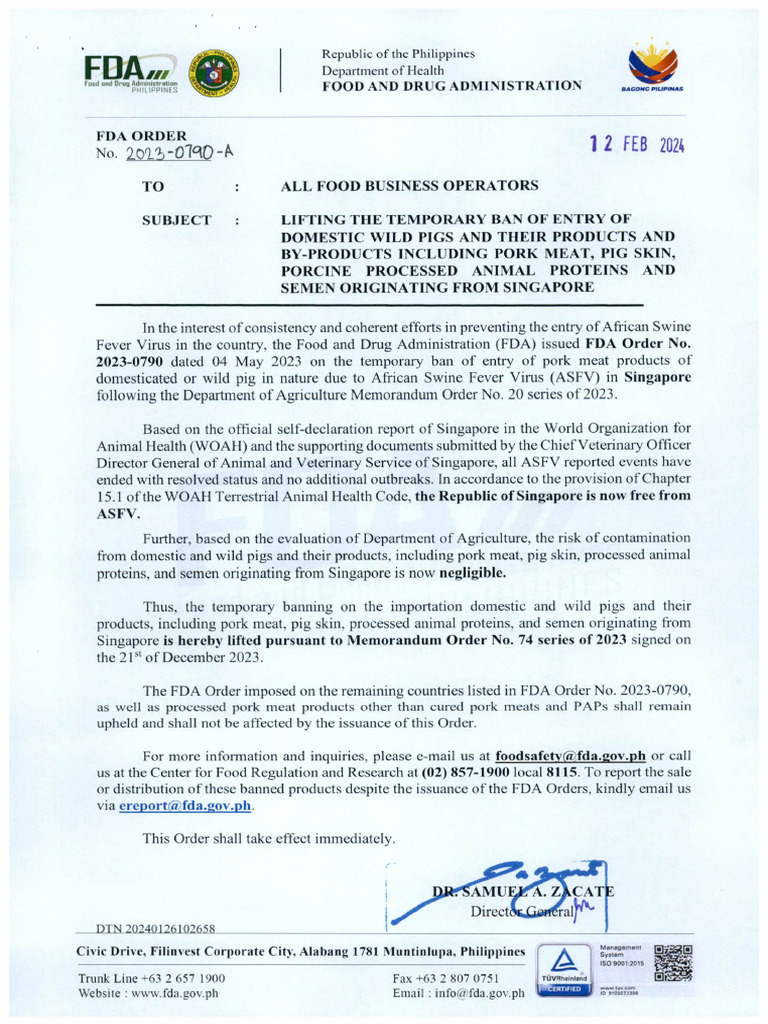 FDA Order No.2023 0790 A | PDF