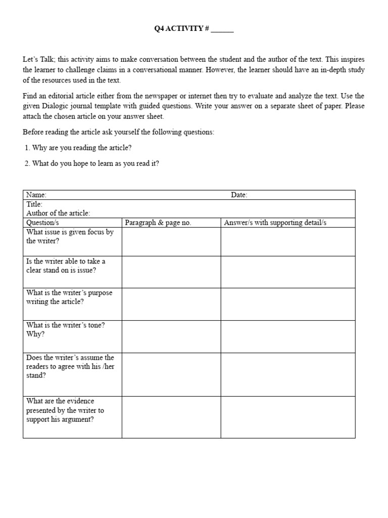 Raw Q4 Activity | PDF