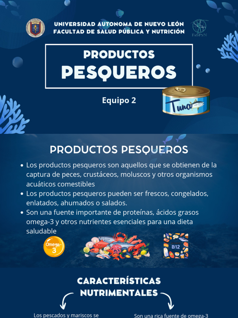 Productos Pesqueros - Eq2 | PDF | Pescado como alimento | Contaminación