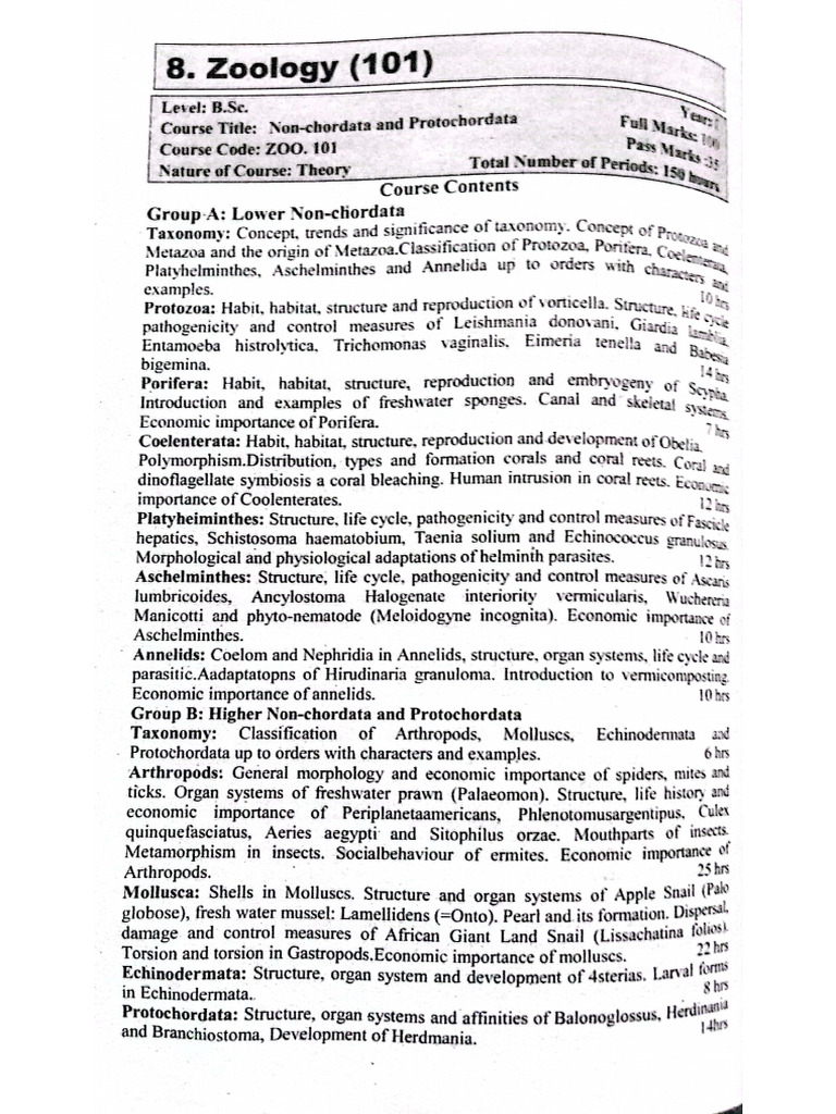 Zoology Questionsset BSC 1st Year-1 | PDF