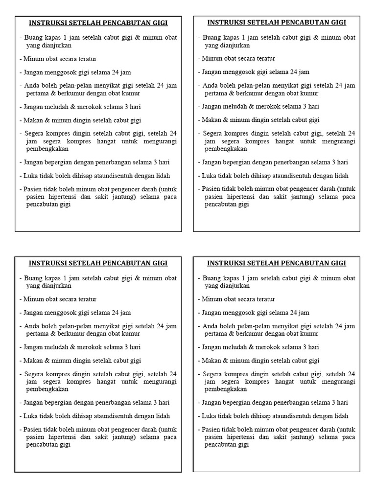 Instruksi Setelah Pencabutan | PDF