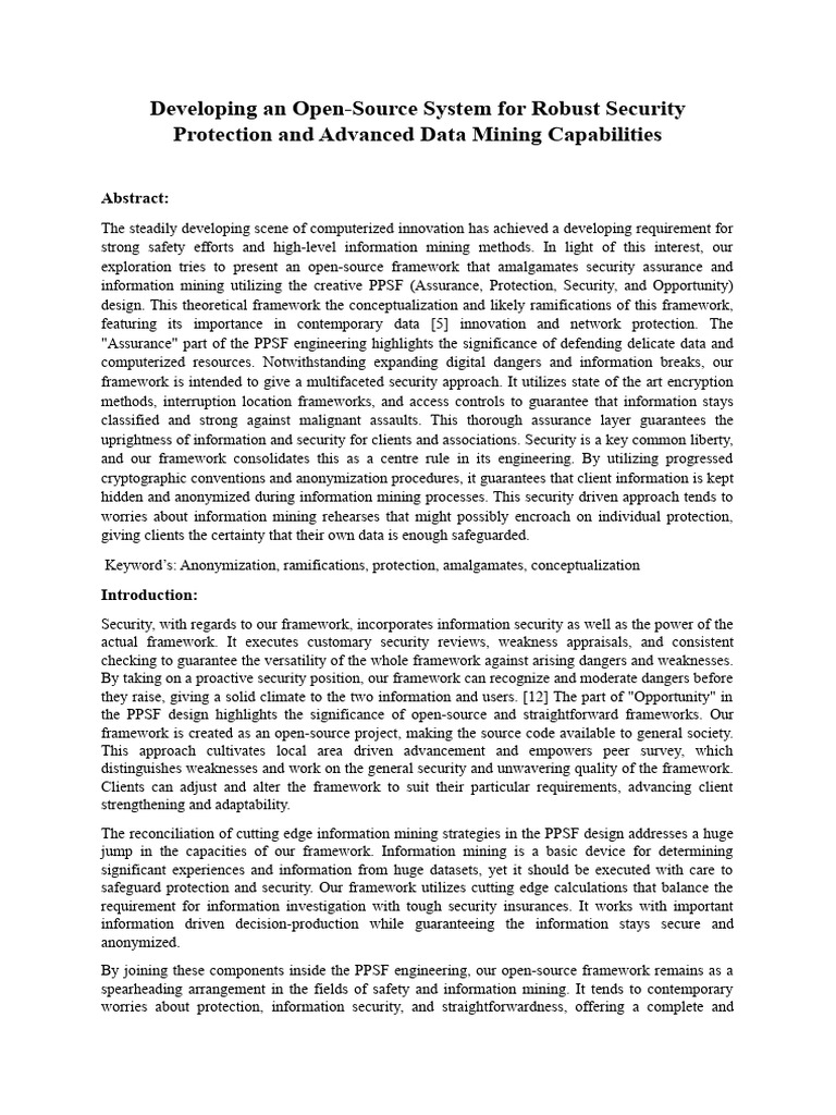 Developing An Open Framework With More Security | PDF | Data Mining ...