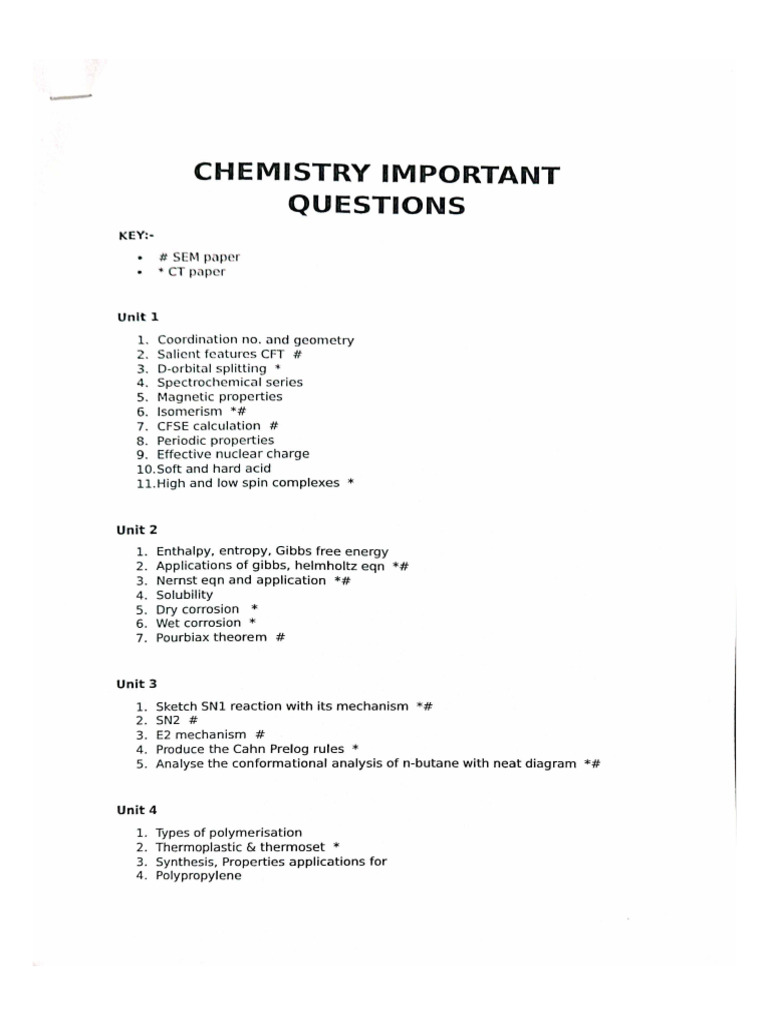 Chem Important Question | PDF