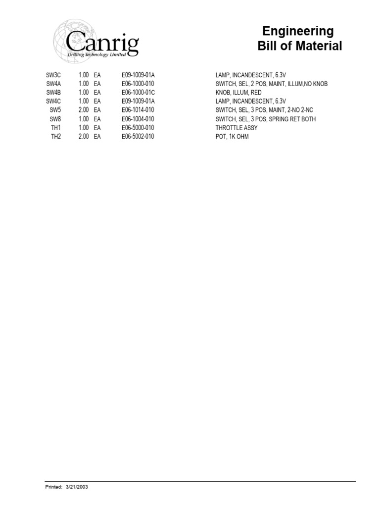 Engineering Bill of Material-223-333 | PDF | Electrical Connector | Screw