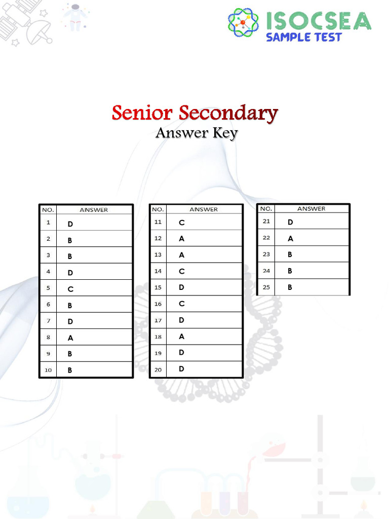 Senior Secondary Sample Test Anskey | PDF