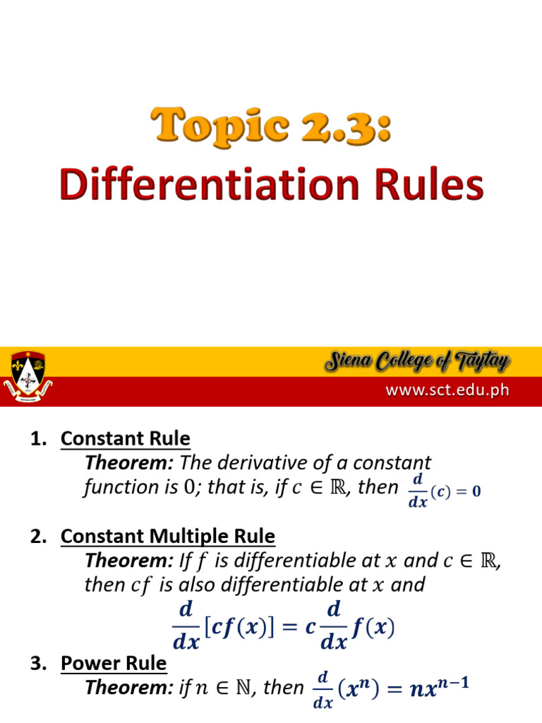 Topic 2.3-Differentiation Rules | PDF | Derivative | Calculus