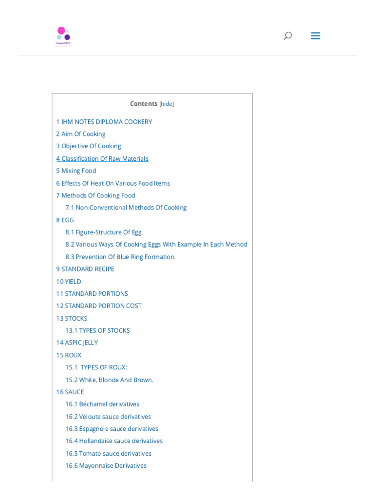 Him 4 No Notes Diploma Cookery - Ihm Notes | PDF | Stock (Food) | Sauce