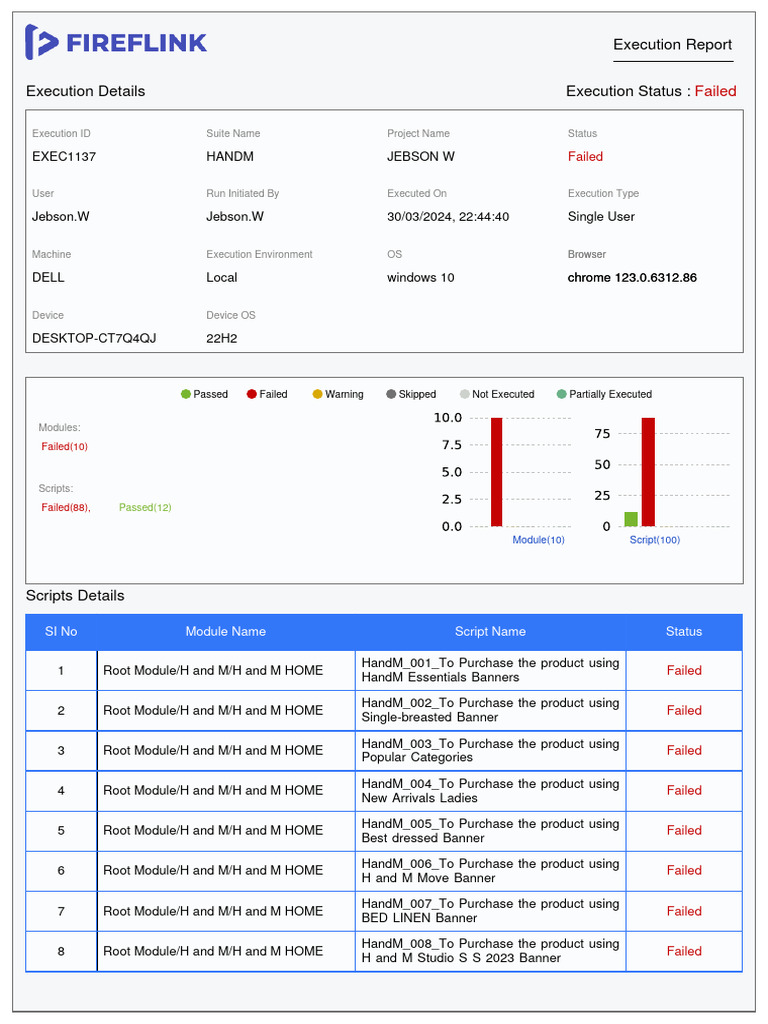 ExecutionReport - Fireflink Model | PDF | Software | Computing