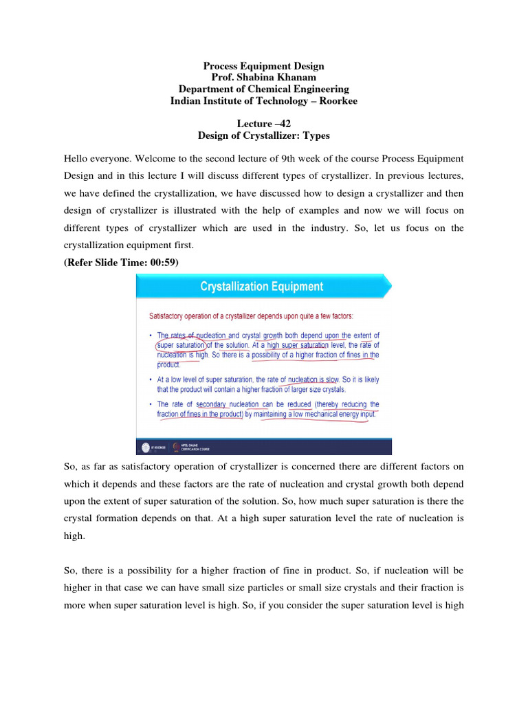 Lec 42 | PDF | Crystallization | Heat Exchanger