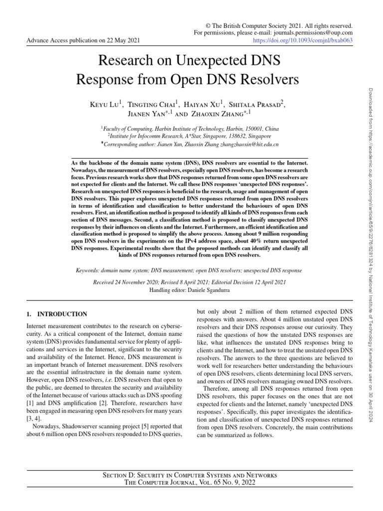 Research On Unexpected DNS | PDF | Domain Name System | Port (Computer Networking)