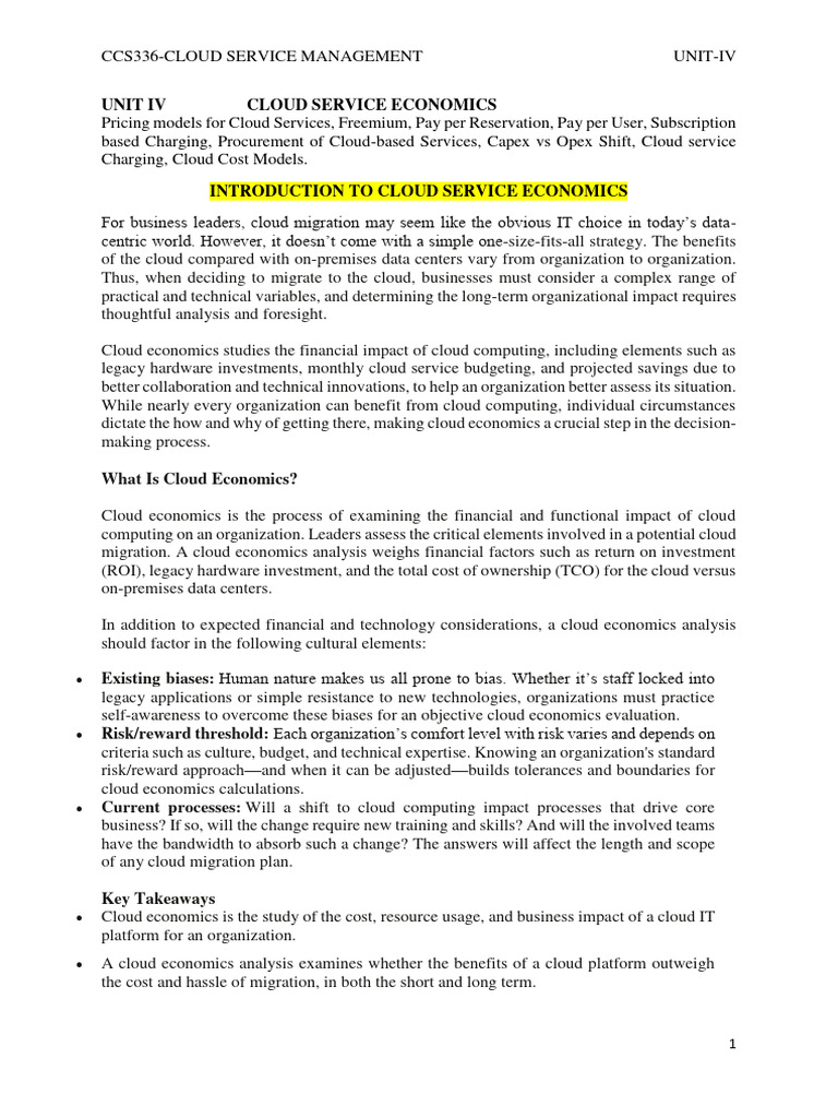 CSM - Unit Iv | PDF | Cloud Computing | Subscription Business Model