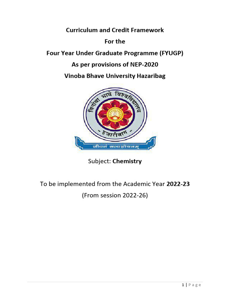 Chemistry NEP Syllabus UG | PDF | Chemical Bond | Atoms