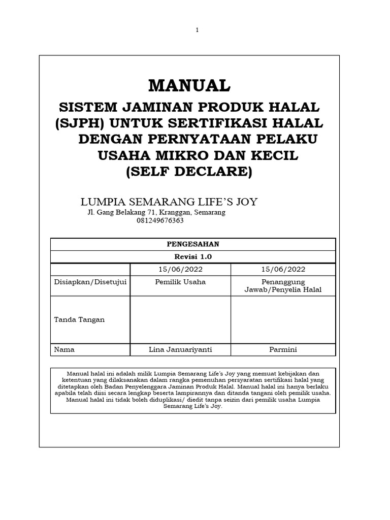 Manual SJPH Self Declare Final (Format Utk PU) (1) Edit | PDF