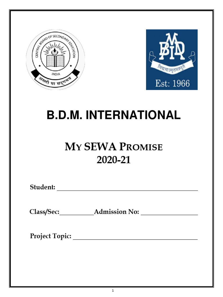 Sewa 2020 21 - Ix Xii Project Dossier | PDF | Psychological Concepts ...