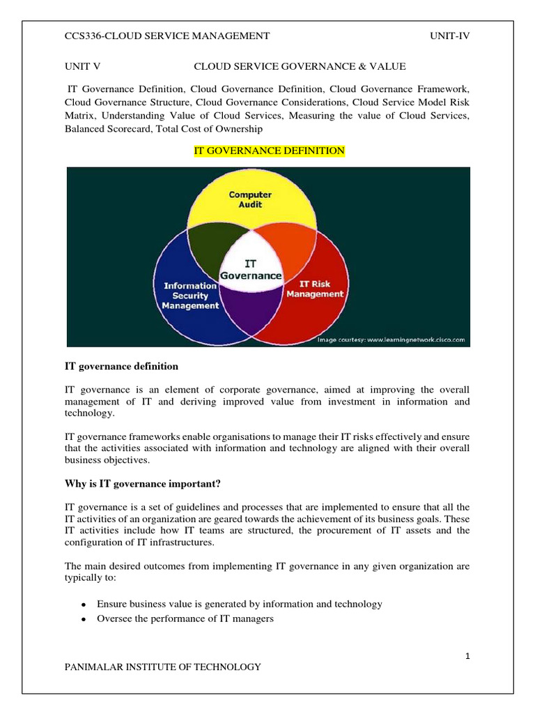CSM - Unit V | PDF | Cloud Computing | Governance