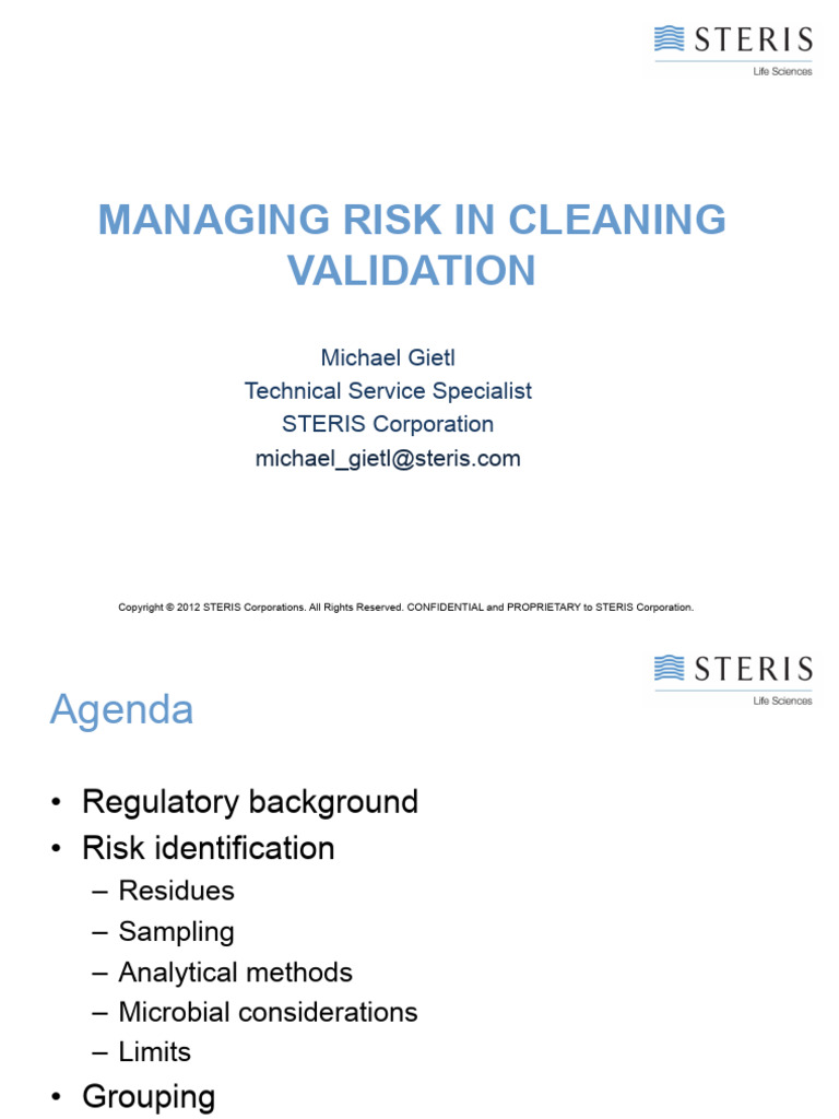 Managing Risk in Cleaning Validation | PDF | Dose (Biochemistry) | Chemistry