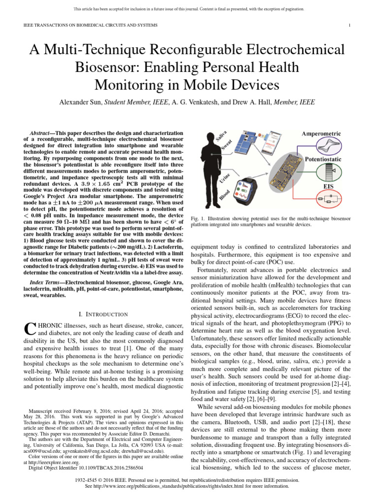 A Multi-Technique Reconfigurable Electrochemical Biosensor Enabling ...