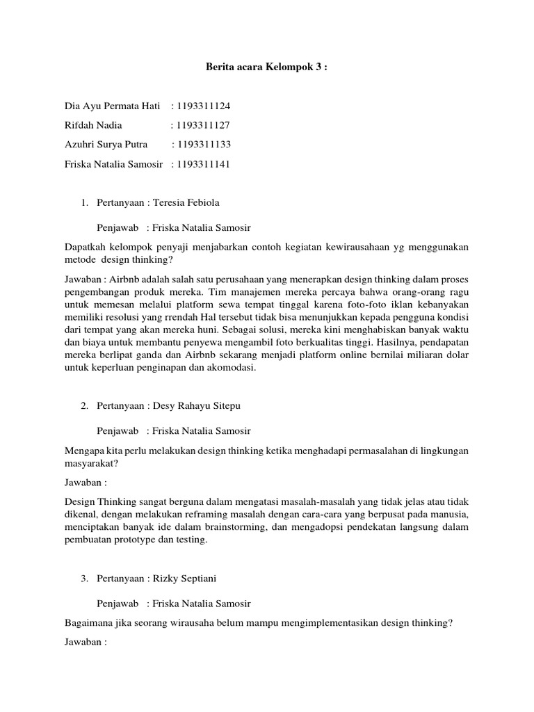 Berta Acara-Kel 3 | PDF