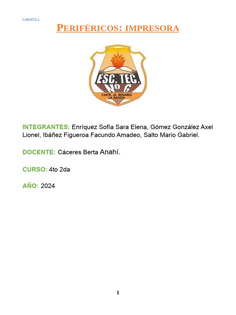 Informe de Hardware II | PDF | Impresora (Computación) | Periférico