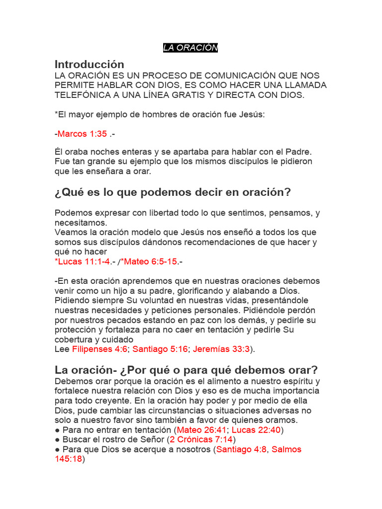 LA ORACIÓN Predica | PDF | Oración | Jesús