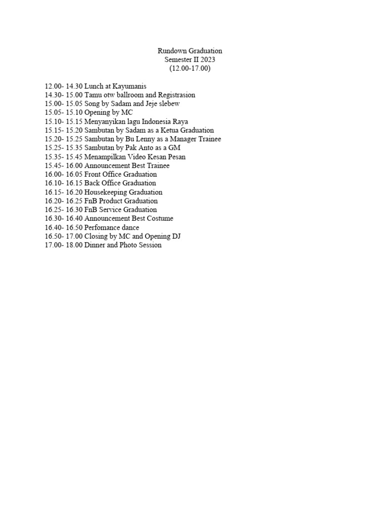 Rundown Graduation | PDF