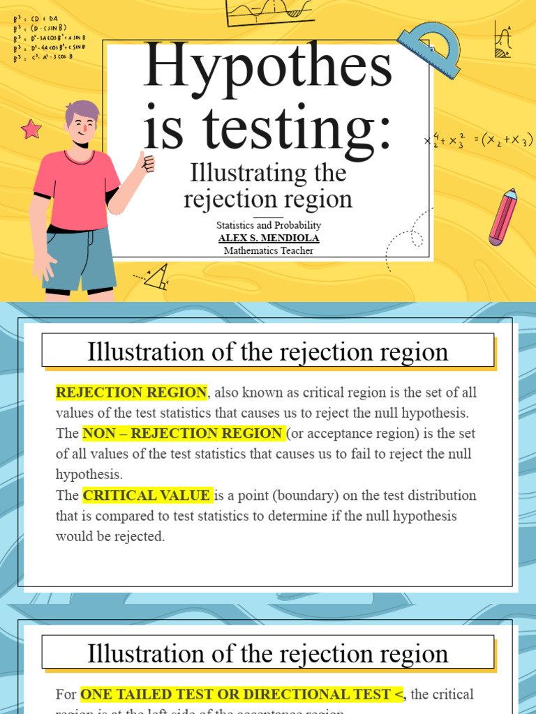 Hypothesis Testing Illustrating The Rejection Region Pdf Statistical Hypothesis Testing