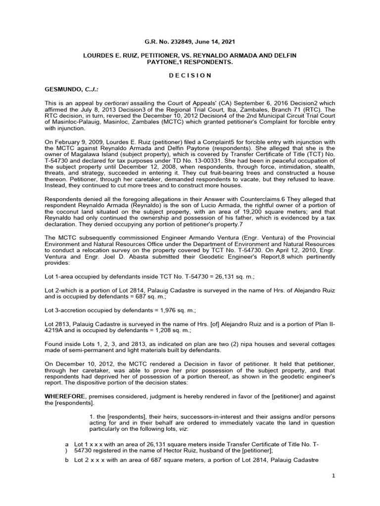 Ruiz Vs Armada | PDF | Question Of Law | Property