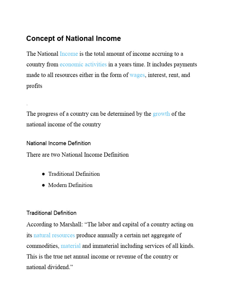 Concept of National Income | PDF | Gross Domestic Product | Income