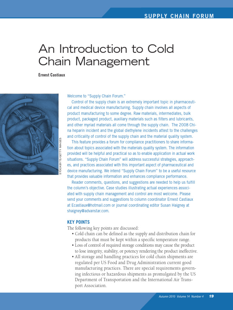 Cold Chain | PDF | Food And Drug Administration | Packaging And Labeling