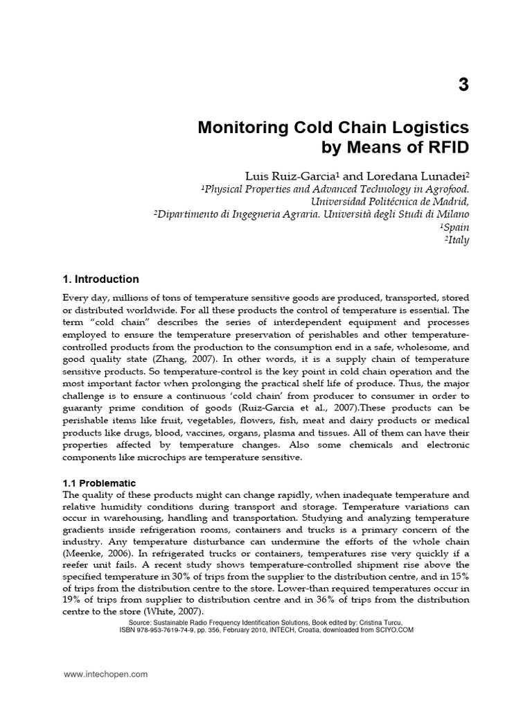 InTech-Monitoring Cold Chain Logistics by Means of Rfid | Download Free ...