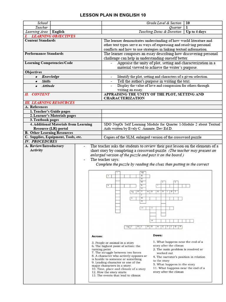 DLP Eng10 Q1 Melc 3 Week 3 | PDF | Learning | Cosette
