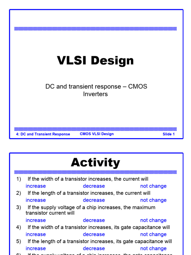 CMOS Inverter DC Transfer Characteristics | PDF | Cmos | Field Effect ...