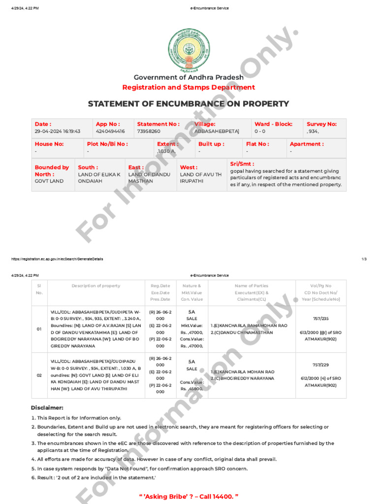 934, 935 E-Encumbrance Service | PDF | Property Law | Natural Resources Law