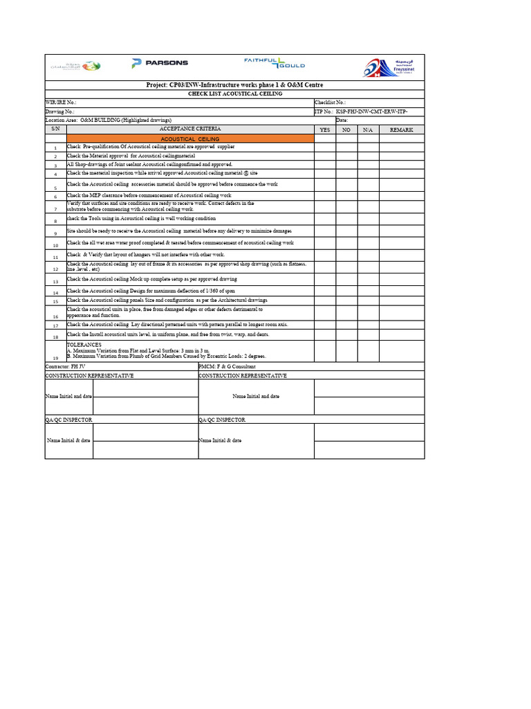 Checklist - Acoustical Ceiling | PDF | Building Engineering