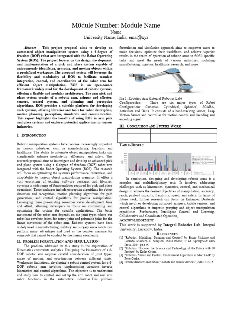 SIP Report Template | PDF | Robotics | Robot