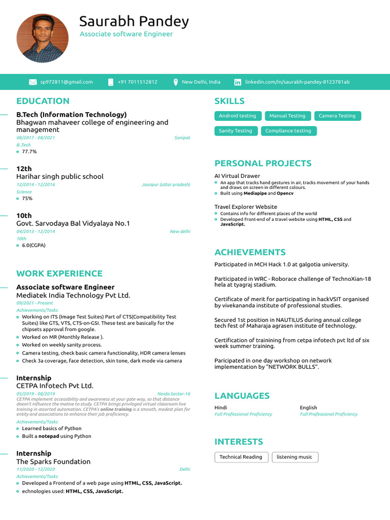 Saurabh Pandey Resume | PDF | Computing | Software