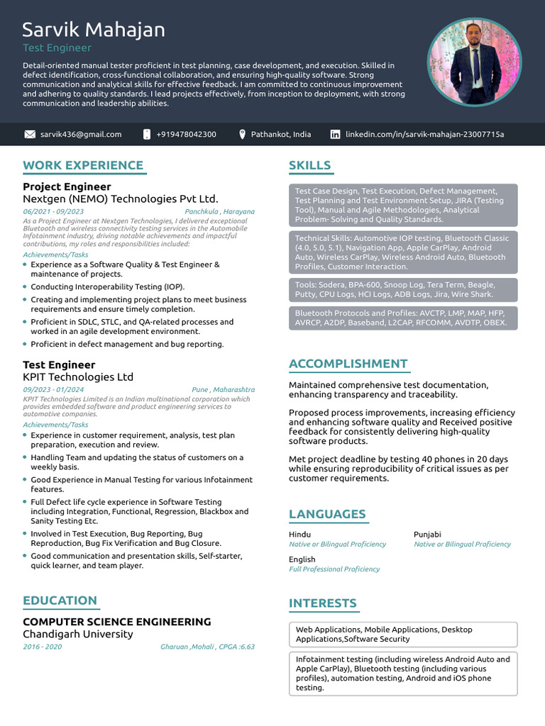 SarvikMahajan - Mobile Test - Engineer - Motorola - Infiniminds ...