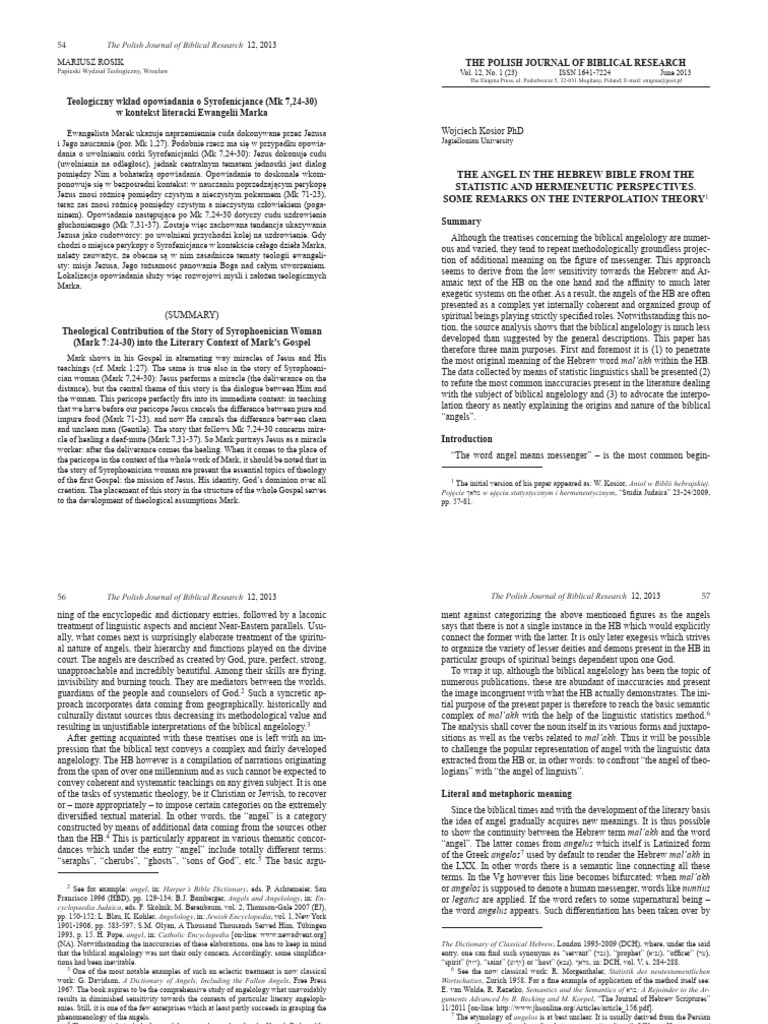 Biblical Theology & Angelology | PDF | Angel | Prophets And Messengers ...