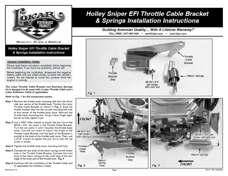 INS0174 Holley Sniper EFI Bracket | PDF | Nut (Hardware) | Screw