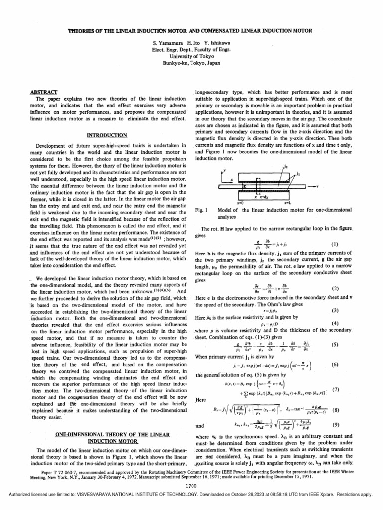 Theories Of The Linear Induction Motor And Compensated Linear Induction