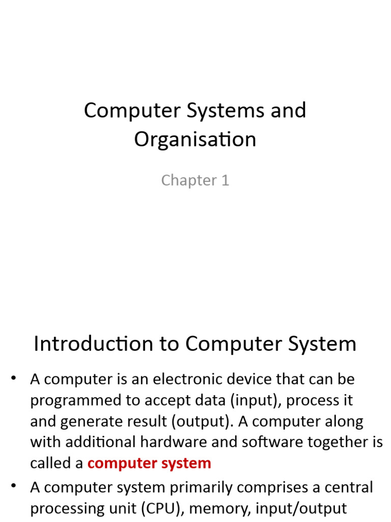 Chapter1 Computer Organisation | PDF | Computer Data Storage | Operating System