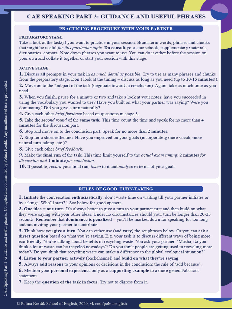 C1 Advanced Speaking Part 3 Collaborative Task Blueprint | Download ...